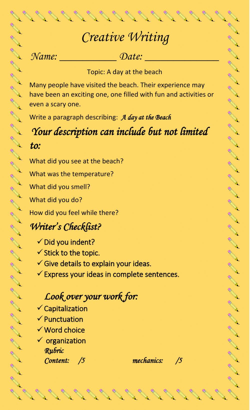 Composition: A Day at the Beach online exercise for | Live Worksheets