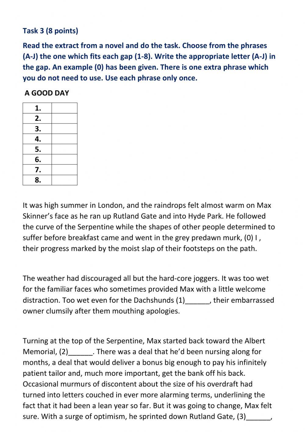 Reading Parts 2&3, 2020 worksheet | Live Worksheets