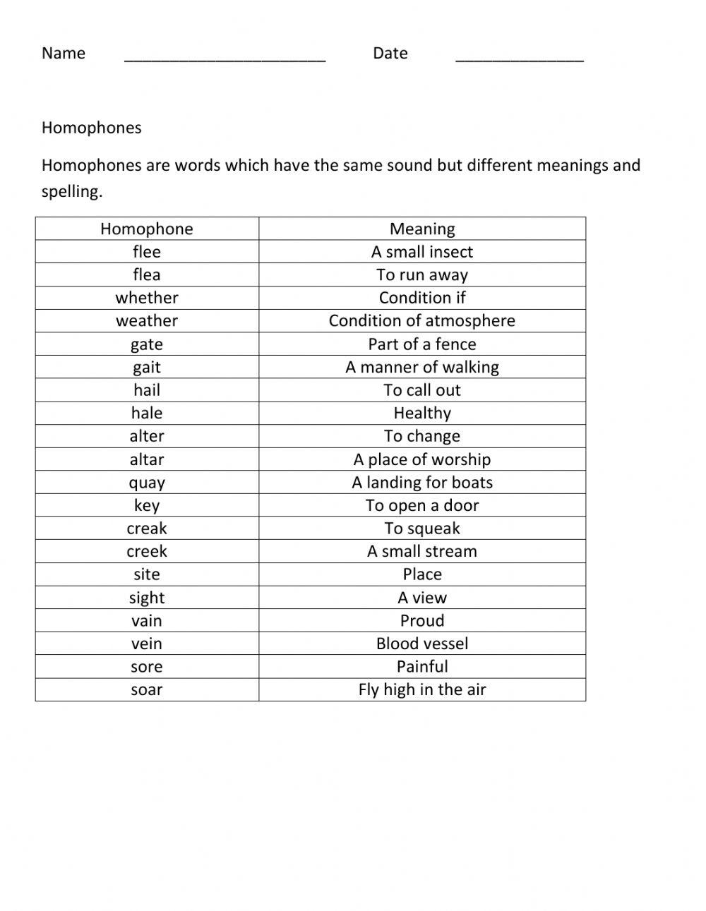 Homophones interactive worksheet for 3 | Live Worksheets