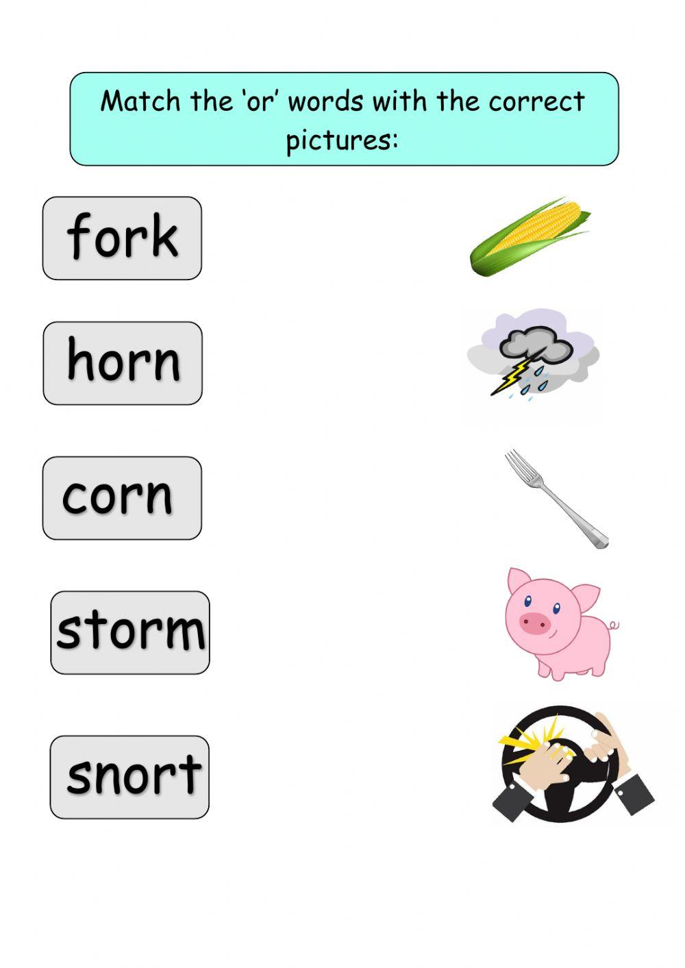 'or' words | Free Interactive Worksheets | 4649255