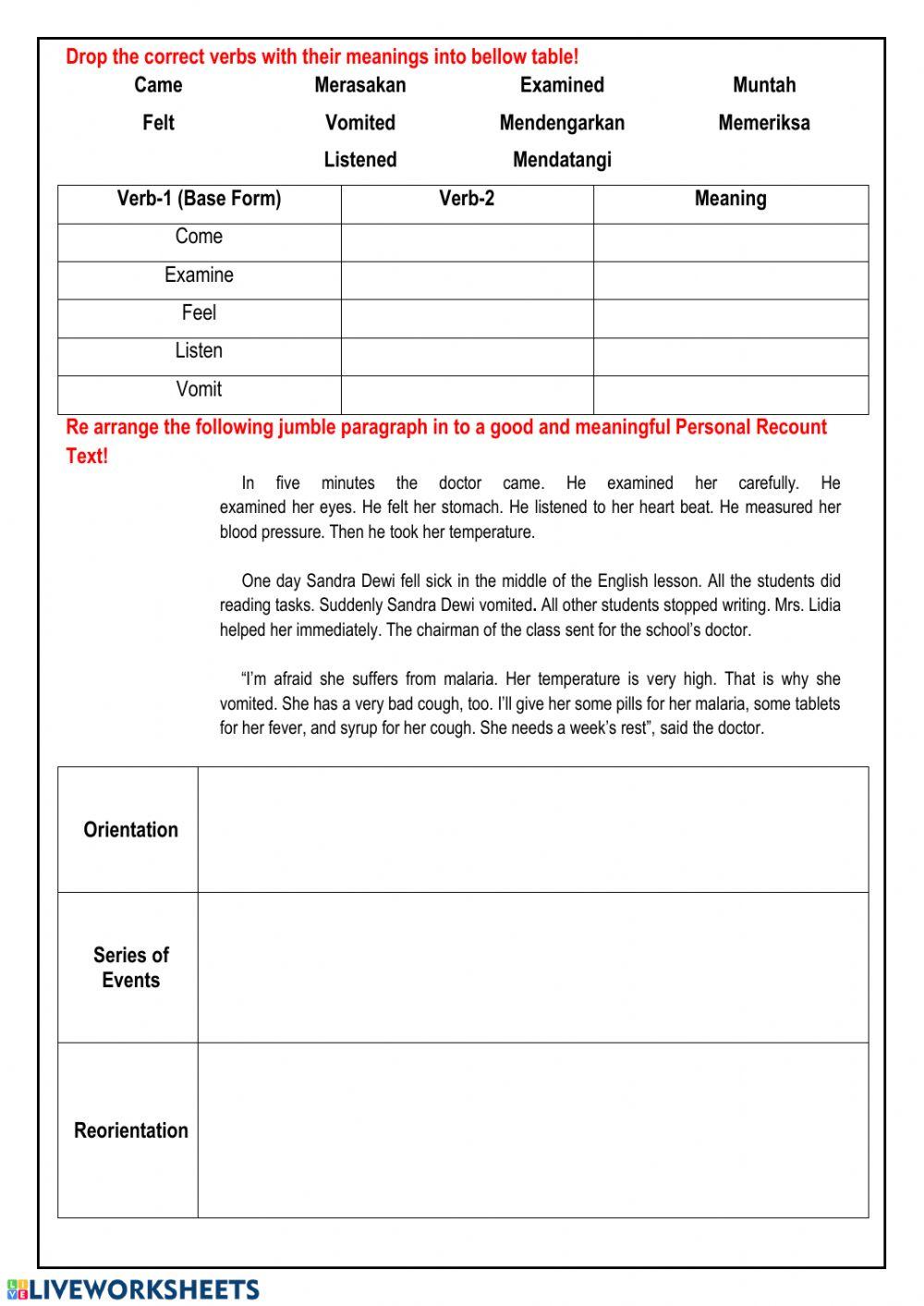 English Daily test 1 interactive worksheet | Live Worksheets