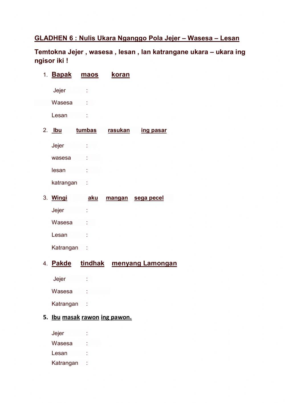 Gladhen 6 : Soa… | Free Interactive Worksheets | 664268