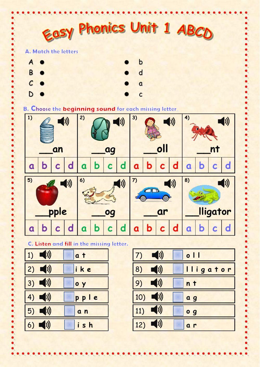 Easy Phonics Un… | Free Interactive Worksheets | 664345