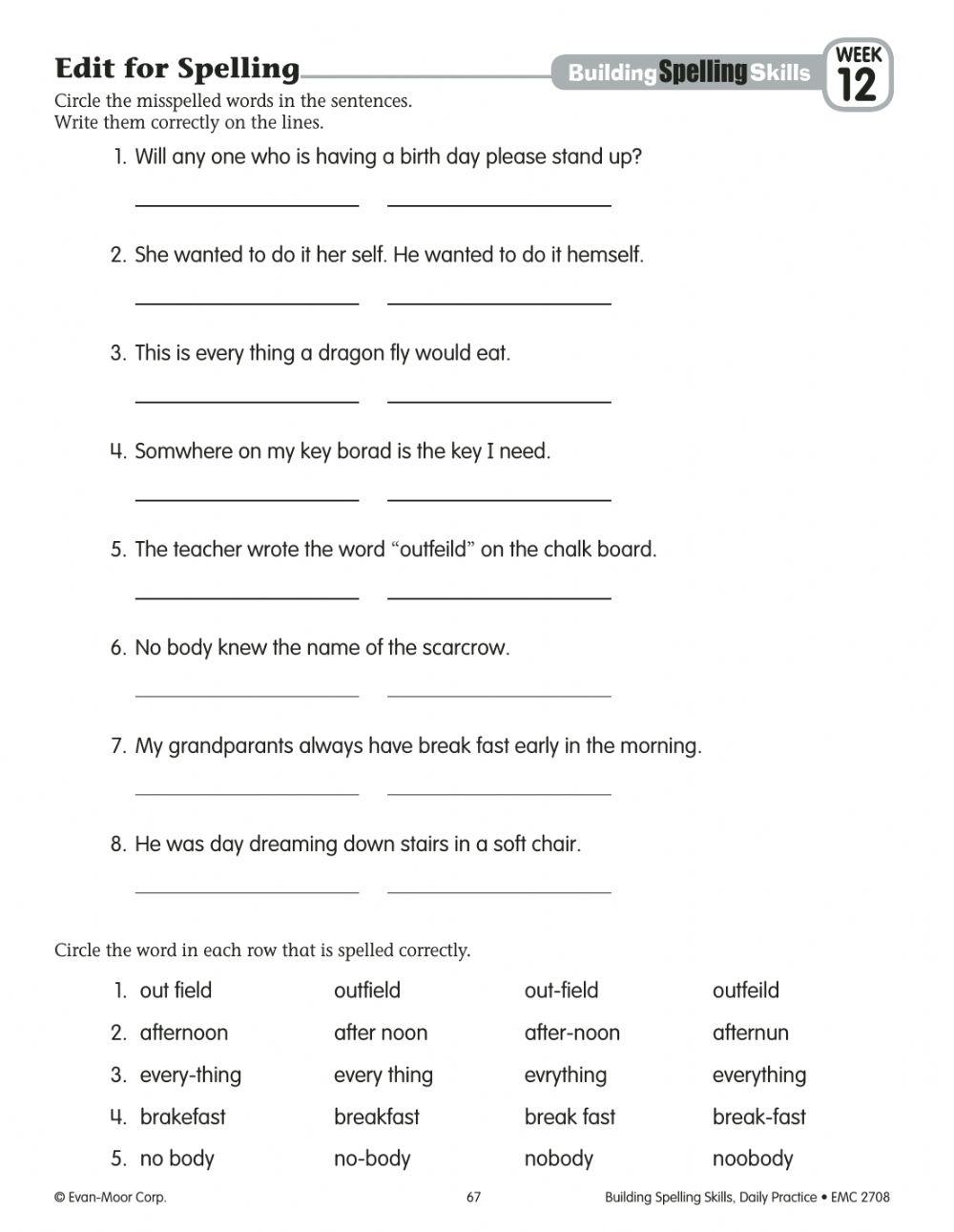 Edit for Spelling Week 12 online exercise for | Live Worksheets