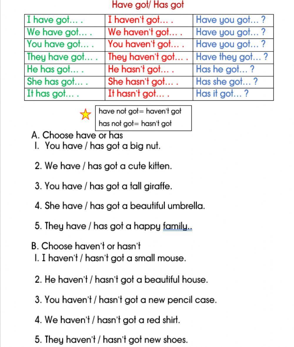 Y3 Has-have note | Free Interactive Worksheets | 664579