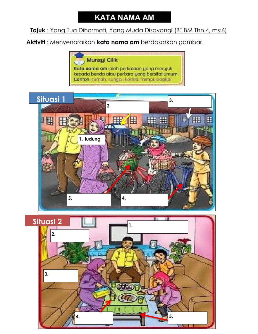 Kata nama am online pdf worksheet | Live Worksheets