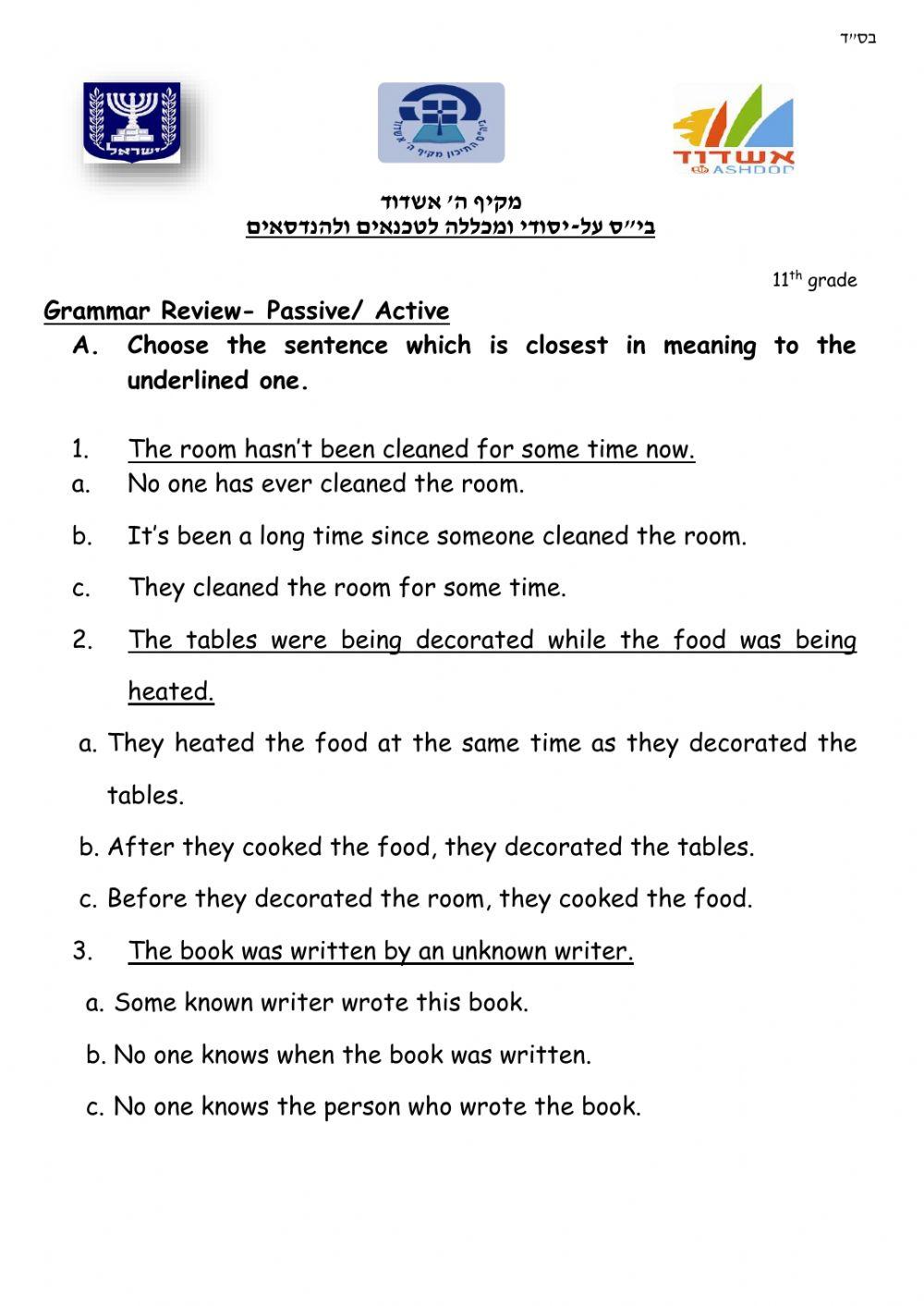 Passive advanced worksheet | Live Worksheets