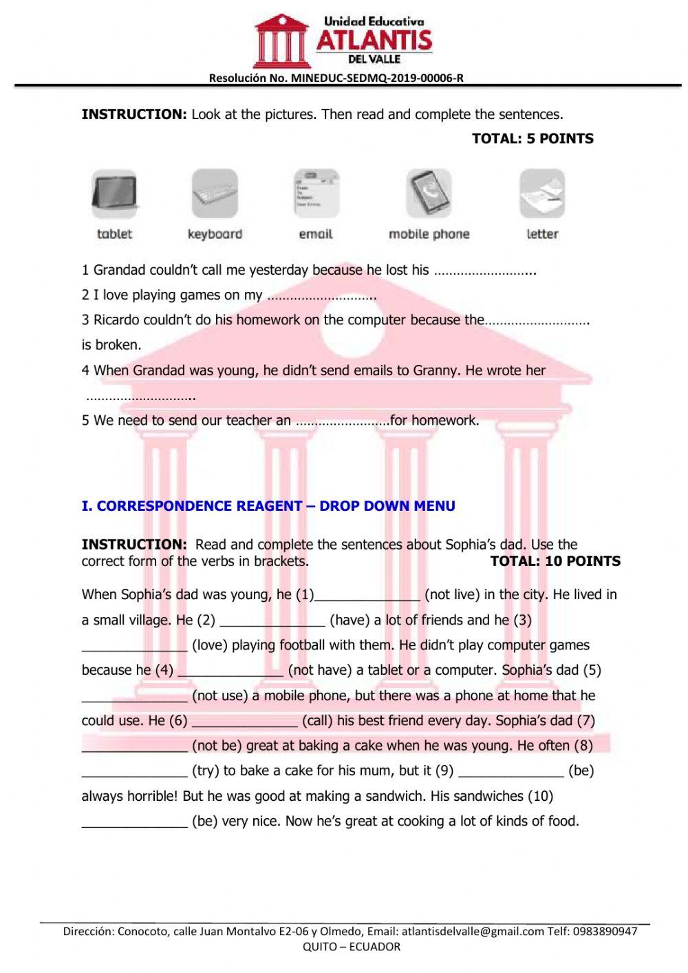 PRUEBA 1 QUIMESTRE PLATAFORMA - TEAM TOGETHER 4 online exercise for ...