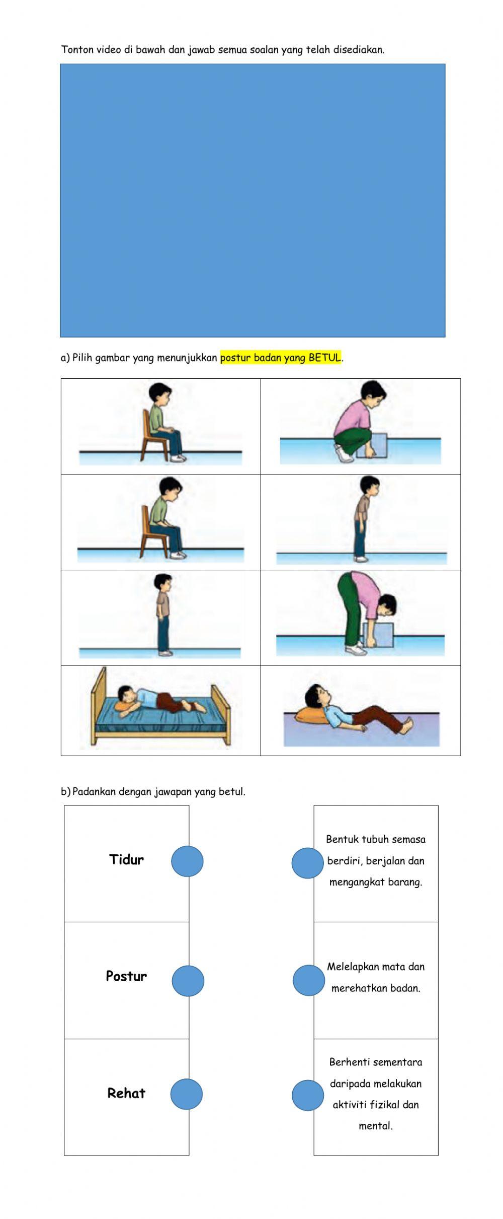 Postur badan interactive worksheet | Live Worksheets