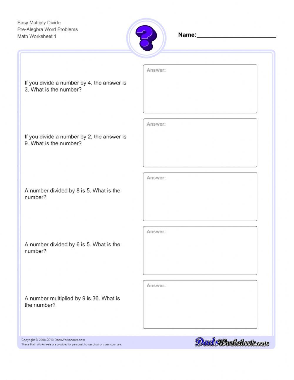 math problems pre algebra