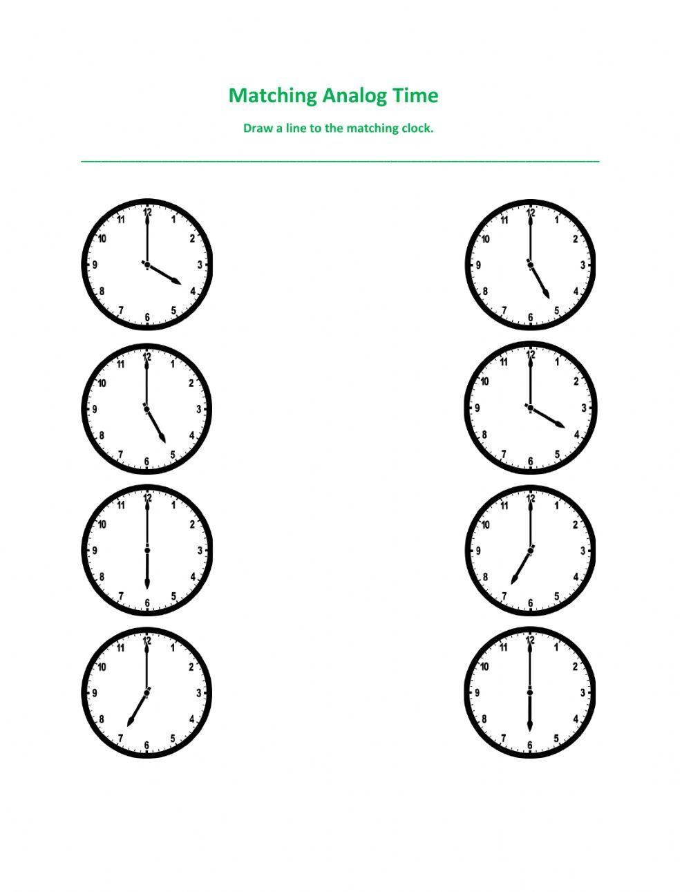 Matching Analog… | Free Interactive Worksheets | 667041