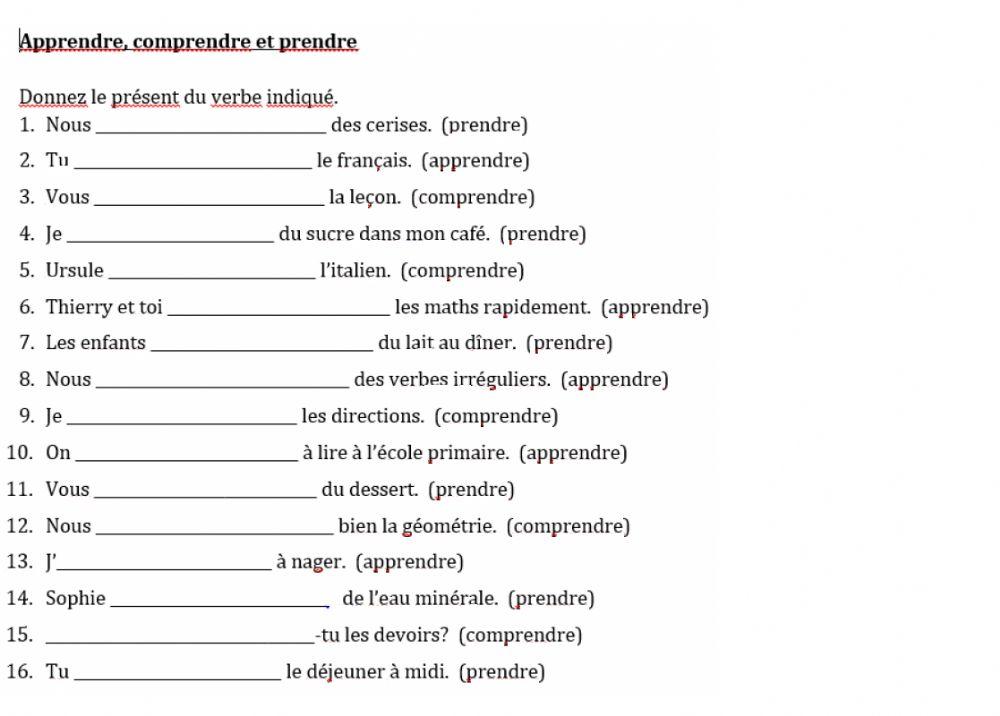 les verbs -dre | Free Interactive Worksheets | 4653742