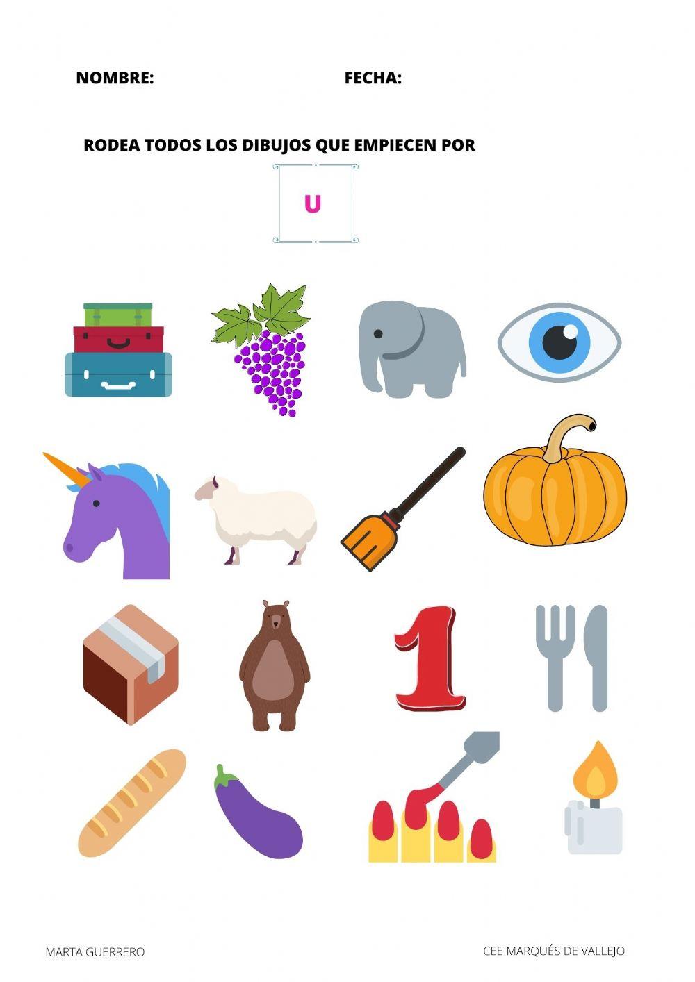 Letra U interactive worksheet for educación infantil | Live Worksheets