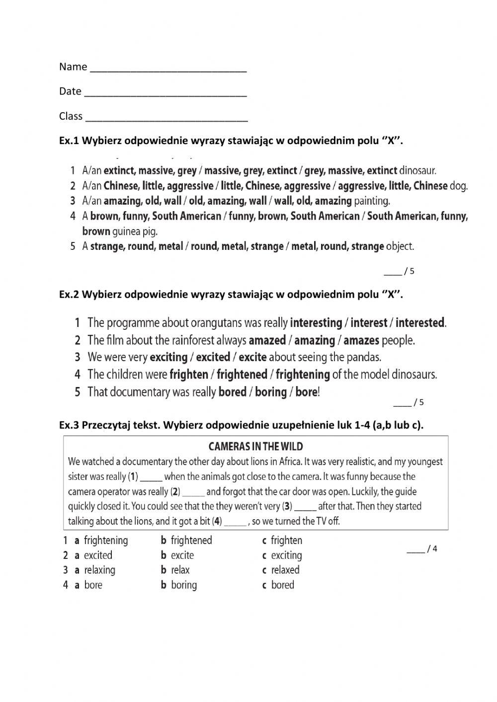 Short test | Free Interactive Worksheets | 667561