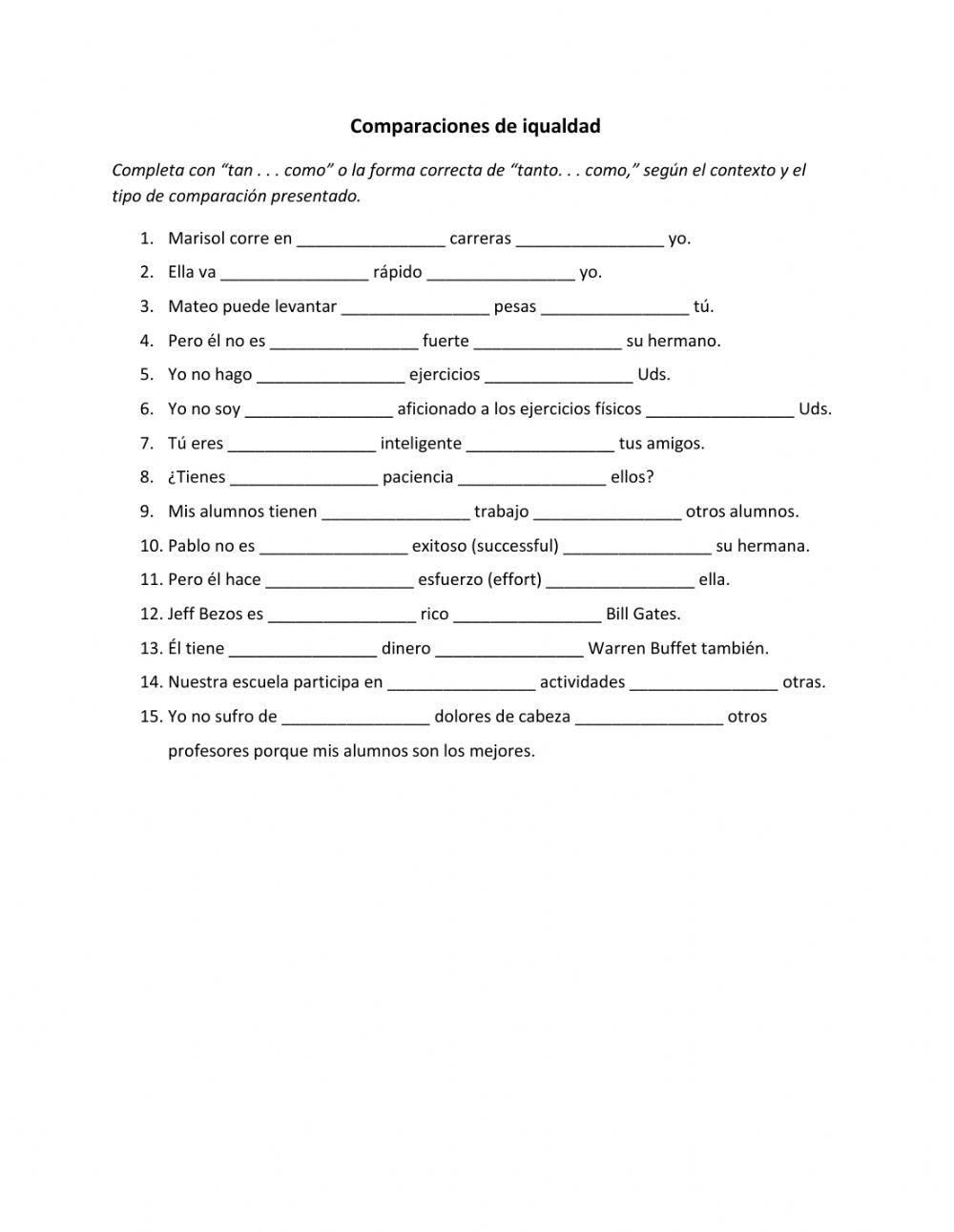 Comparaciones d… | Free Interactive Worksheets | 667669
