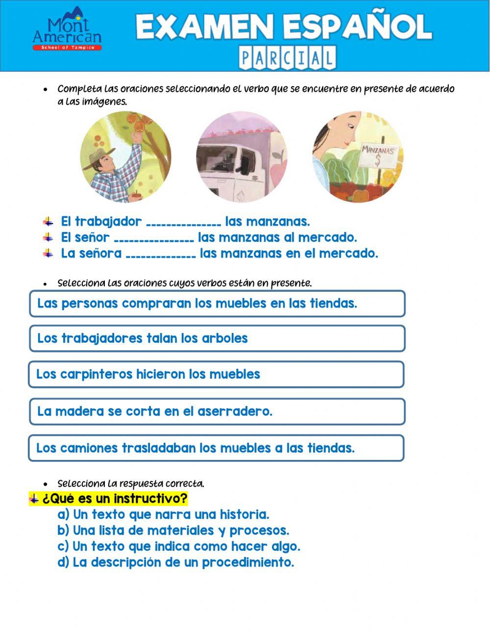 Parcial español interactive worksheet | Live Worksheets