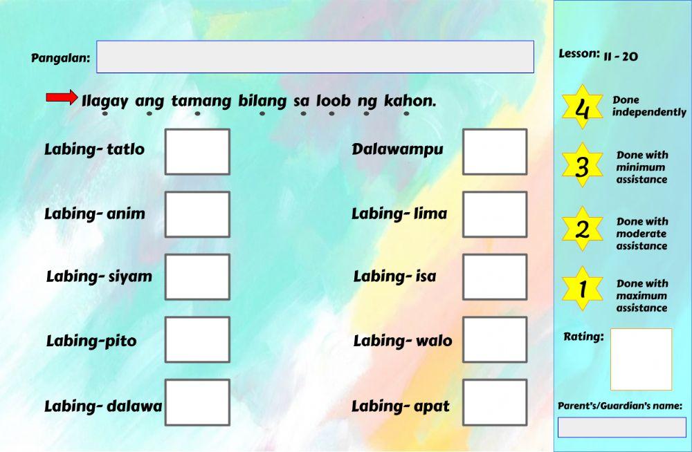 bilang 11 - 20 6384834 | Crunchy101 | Live Worksheets