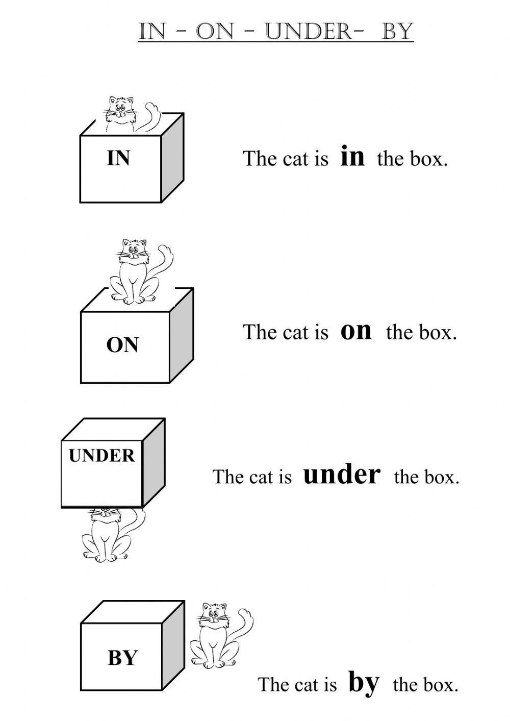 On-in-under-by worksheet | Live Worksheets