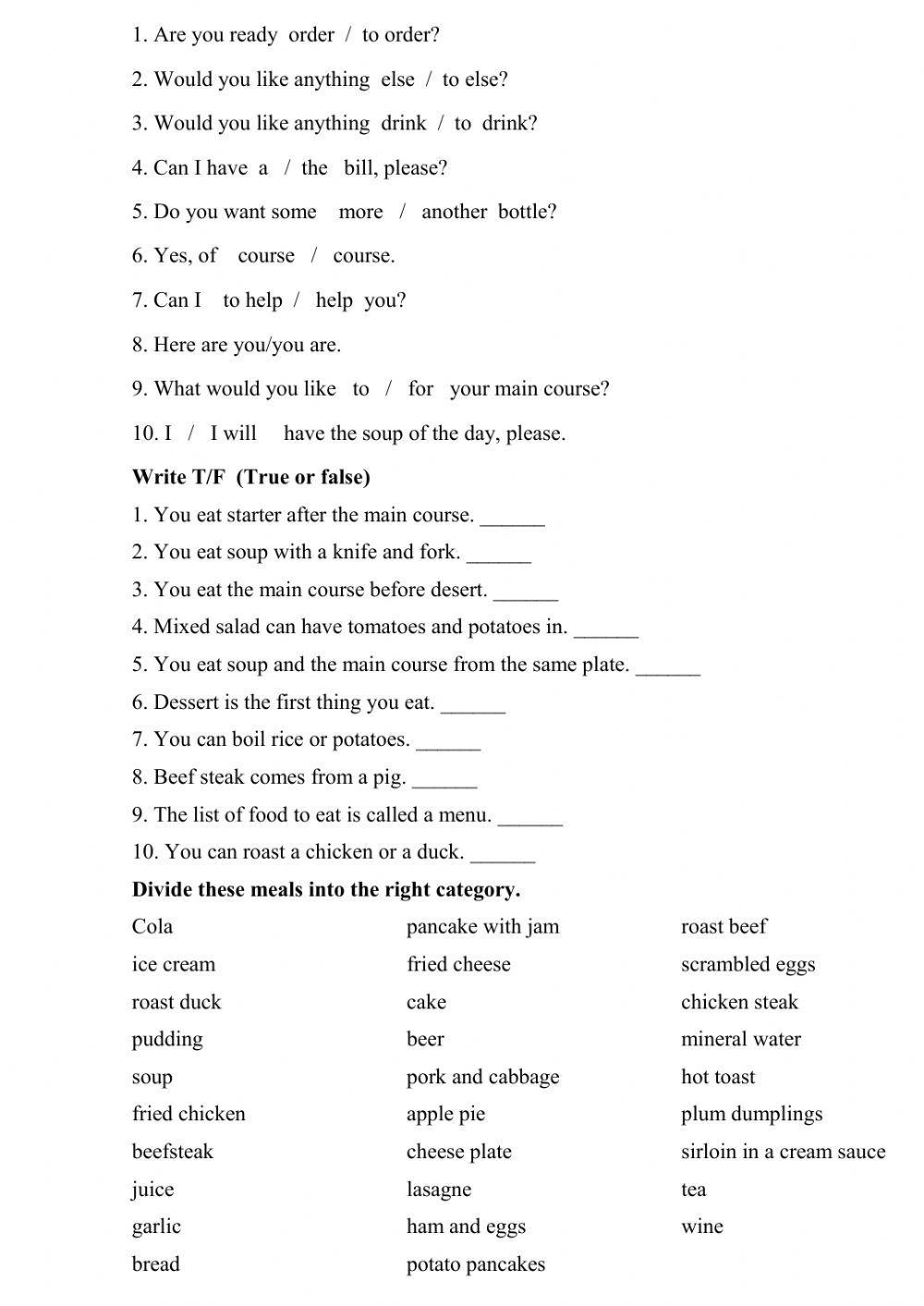 669317 | Waiter-s phrases | Larisa16 | LiveWorksheets