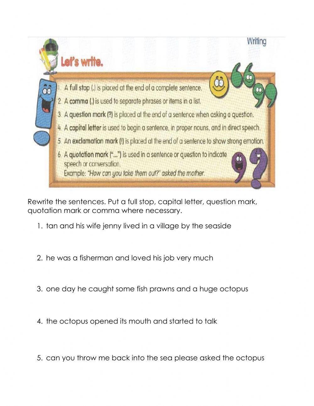 Punctuation Mark 01 worksheet | Live Worksheets