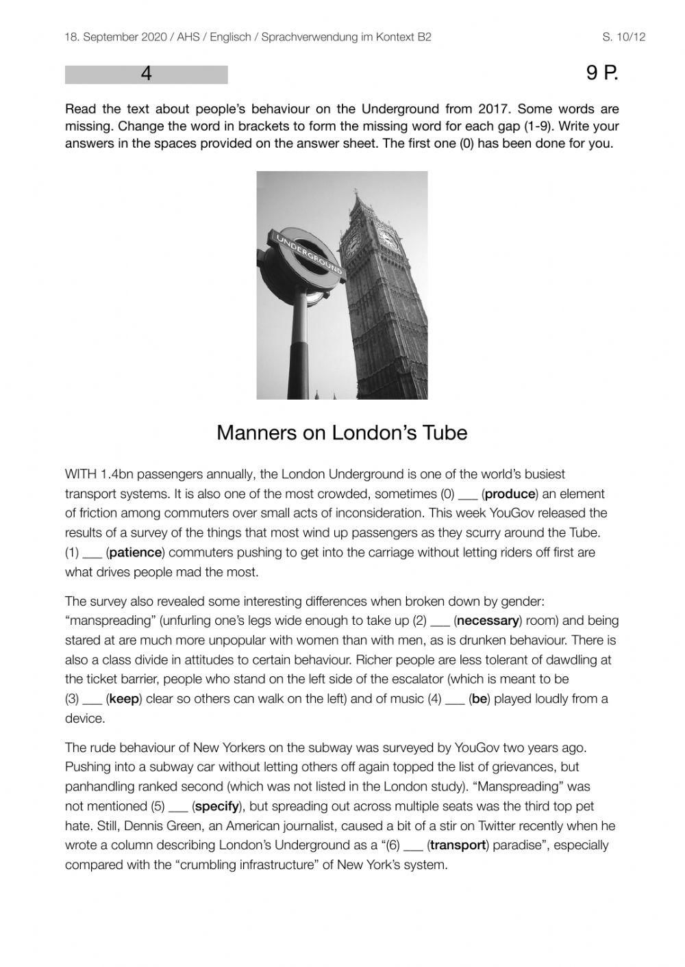 matura b2 2020 nebentermin online exercise for | Live Worksheets