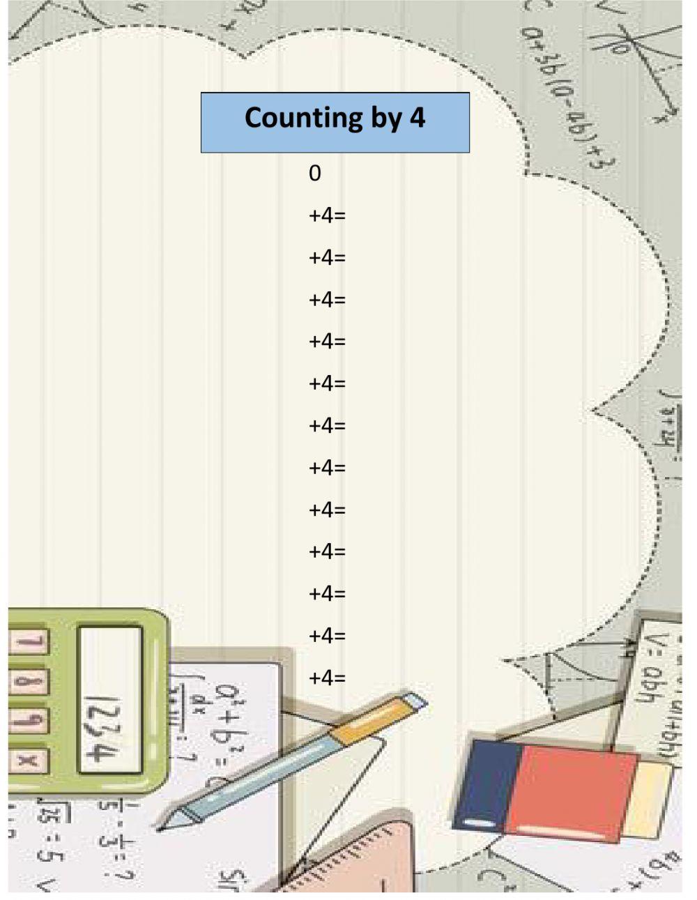 Counting by 4 worksheet | Live Worksheets