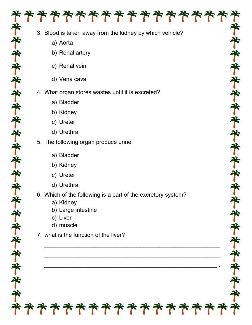 The excretory S… | Free Interactive Worksheets | 669905