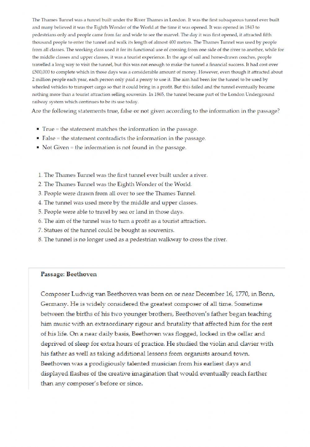 True-False-Not … | Free Interactive Worksheets | 670018