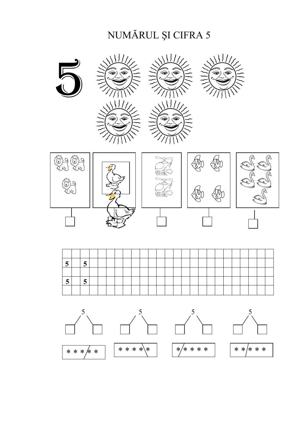 Numarul si cifra 5 | Live Worksheets