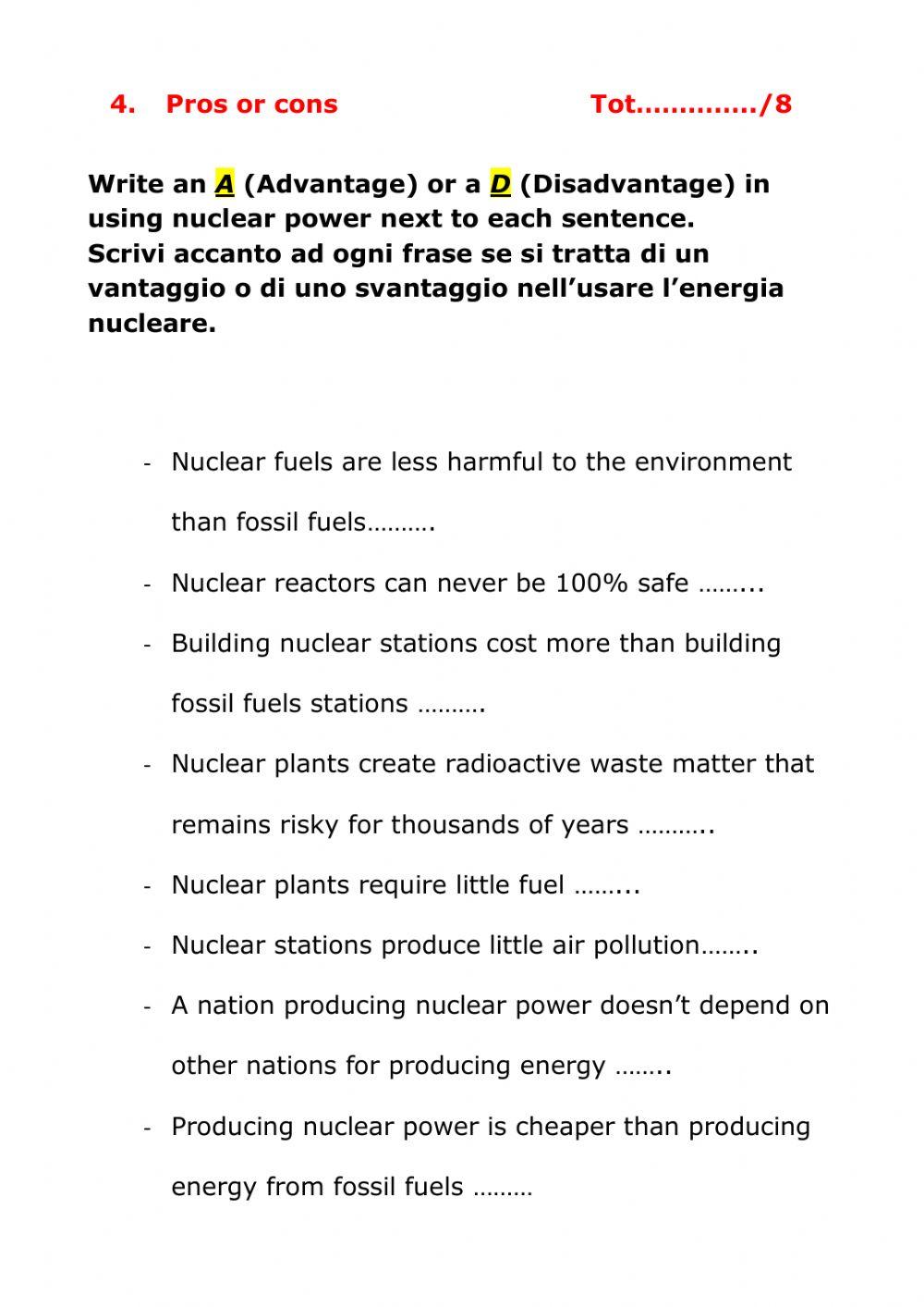 Nuclear power | Free Interactive Worksheets | 670140