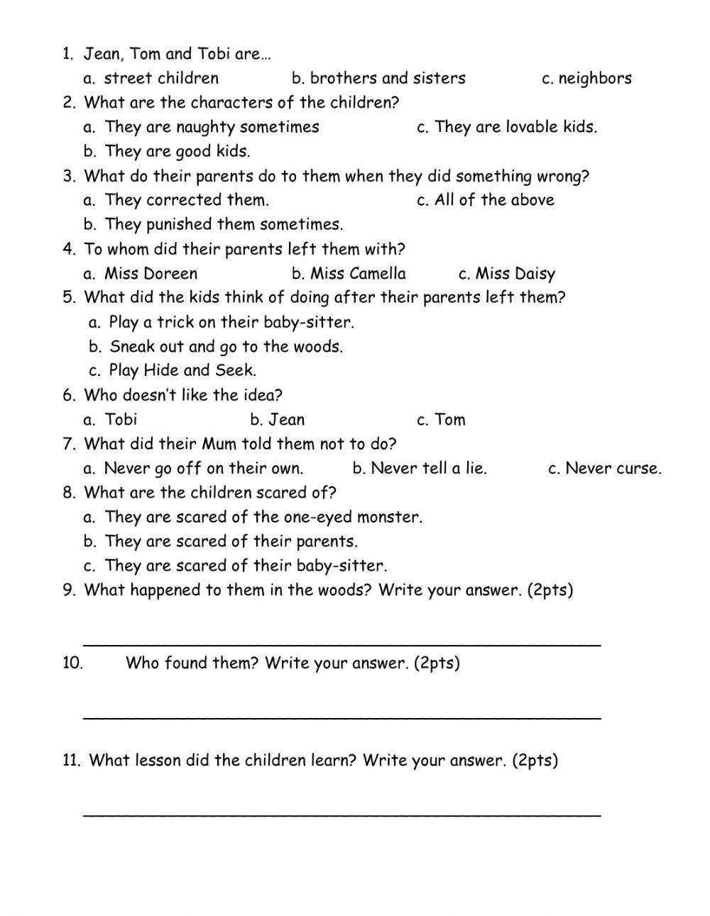 Esp-cl (primary) - lesson 4: being disobedient -quiz worksheet | Live ...