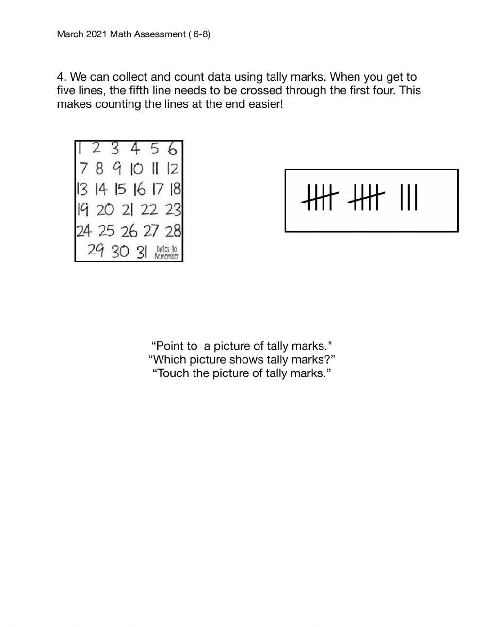 March 2021 Math (6-8) Assessment level 2 worksheet | Live Worksheets