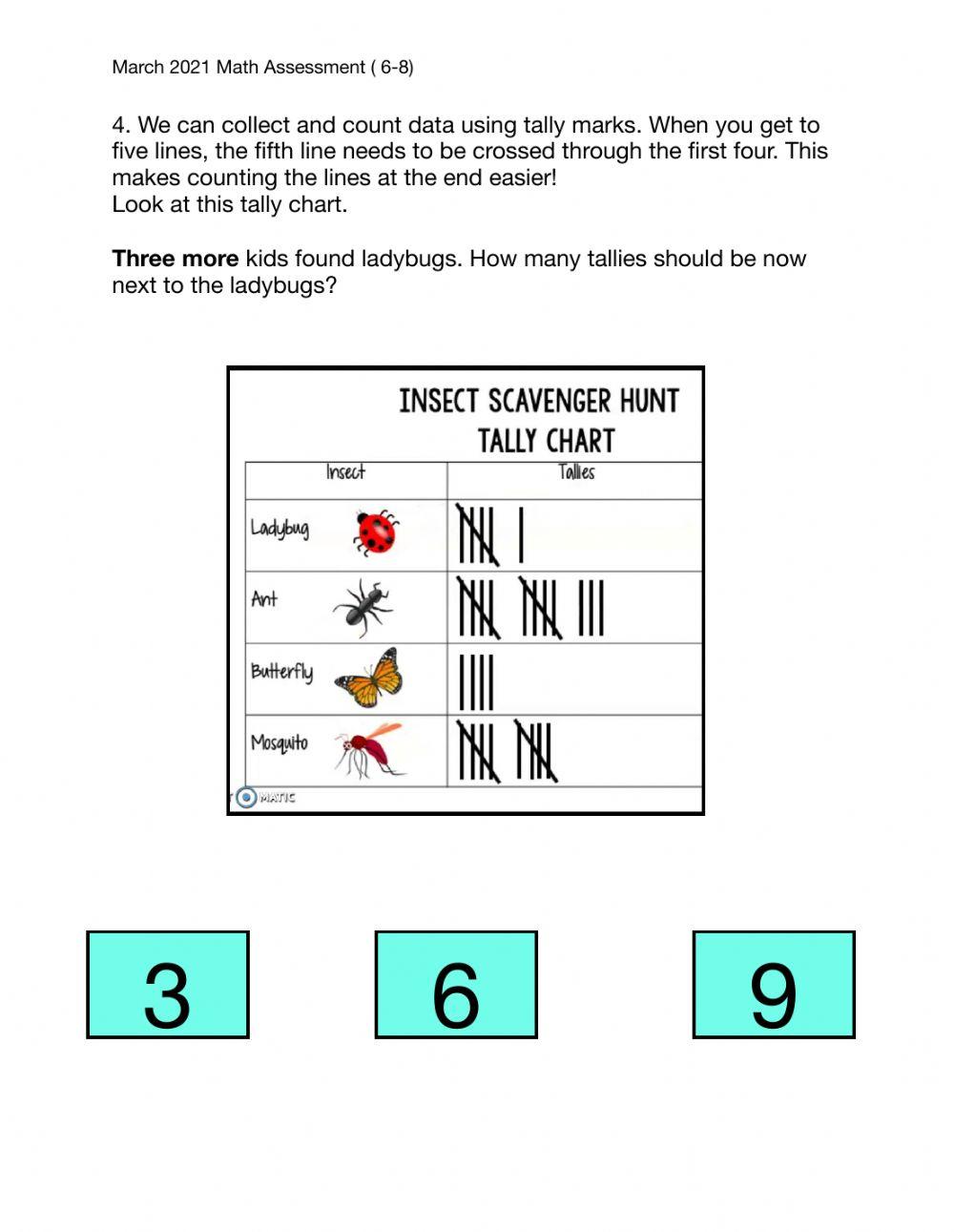 March Math( 6-8) 2021 Assessment level 4 worksheet | Live Worksheets