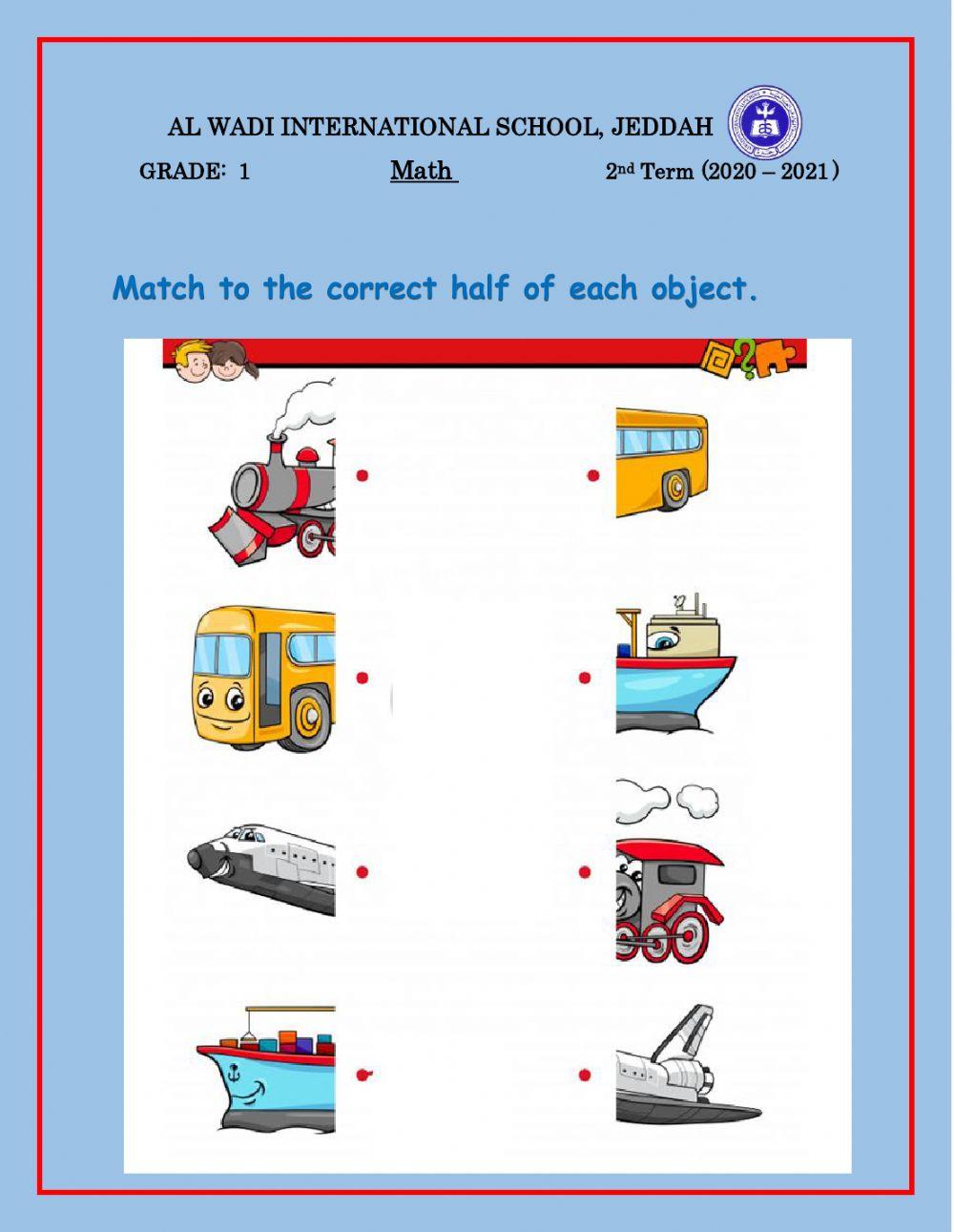 halves of objects 4658889 | mubeen123 | Live Worksheets