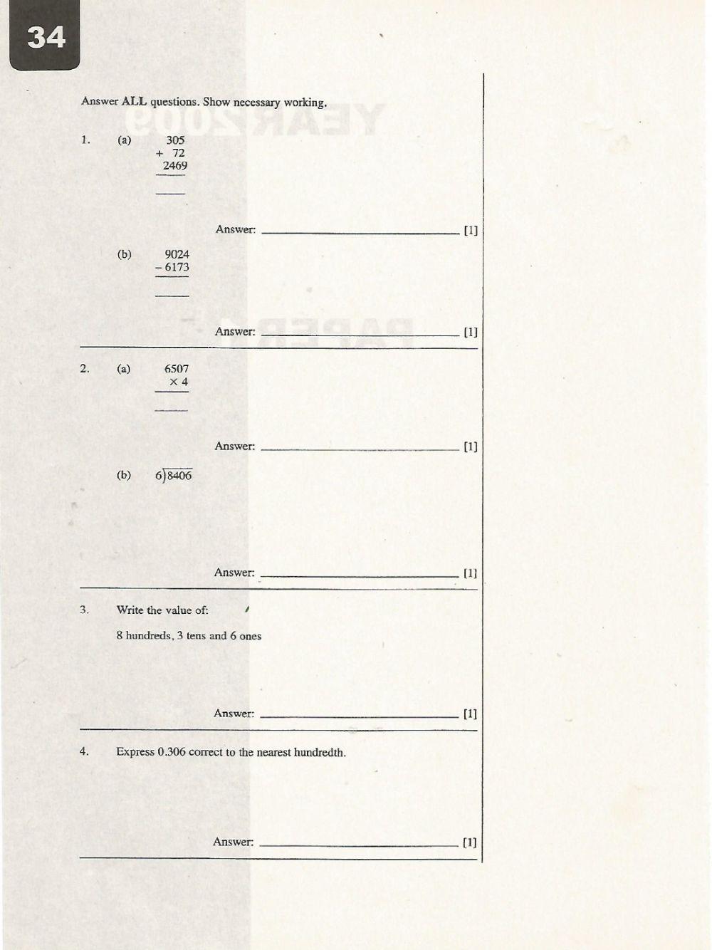 2009 BJC Math Paper 1 online exercise for | Live Worksheets