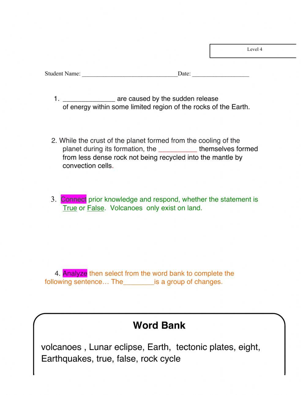 Geology activity | Live Worksheets