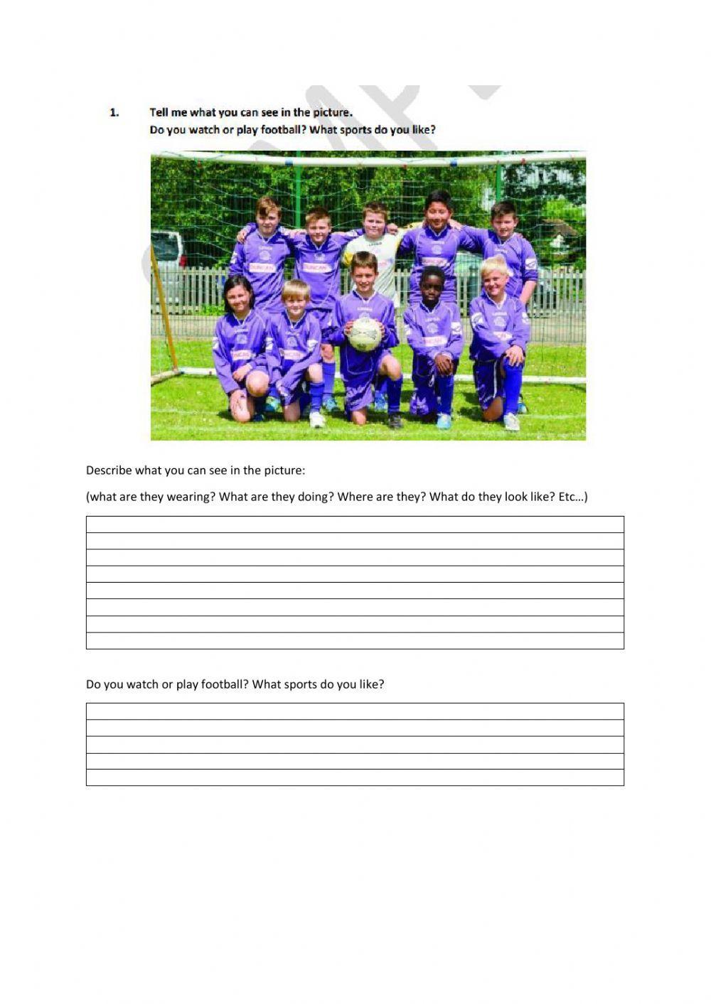 ESB exam: Describe a picture - free writing worksheet | Live Worksheets