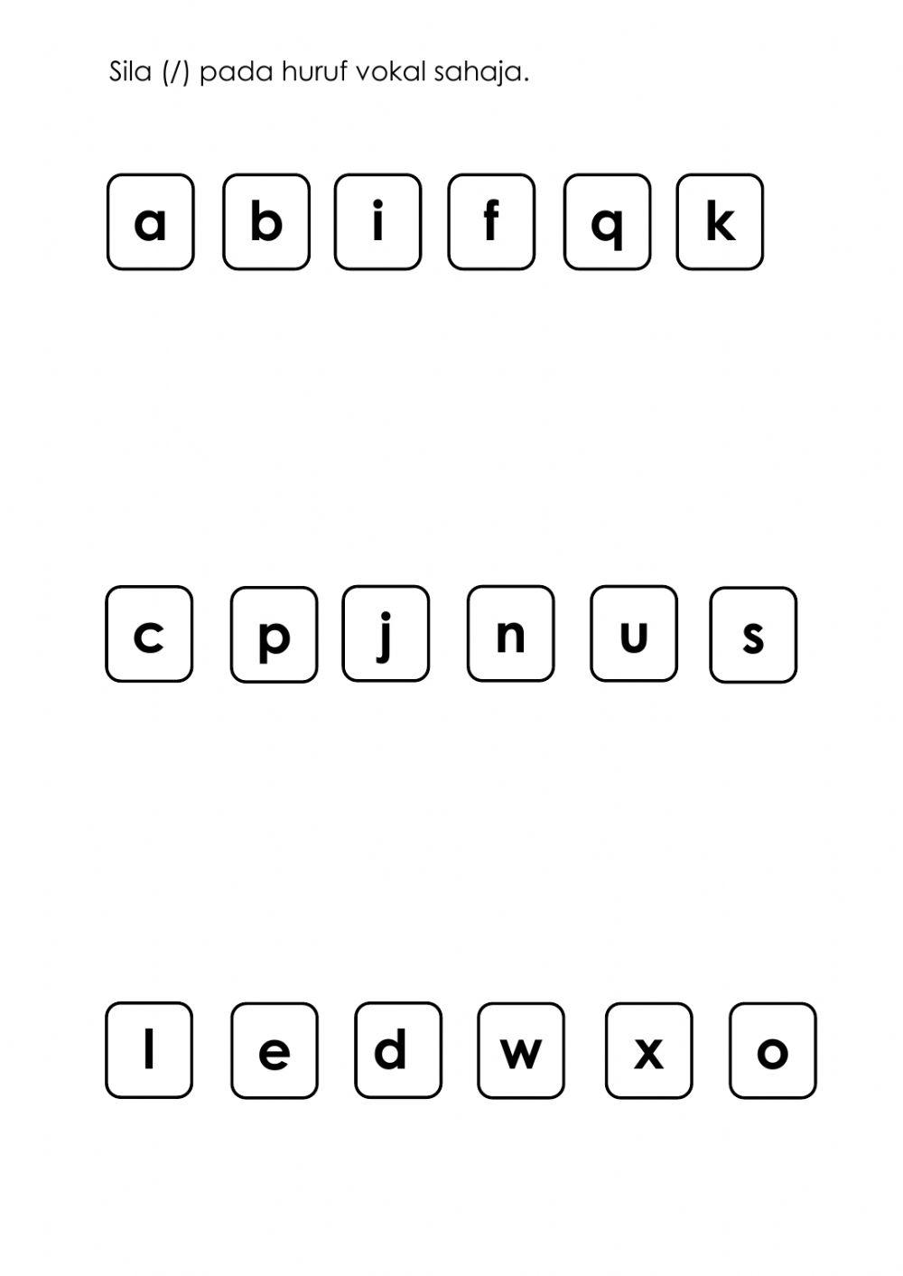 Huruf Vokal free worksheet | Live Worksheets