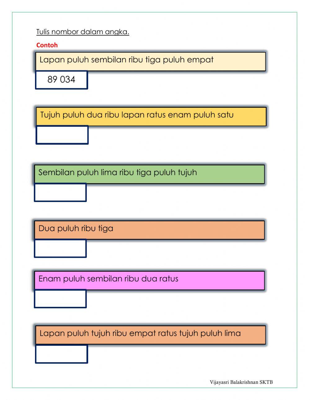 nombor tahun 4 (1) online exercise for | Live Worksheets