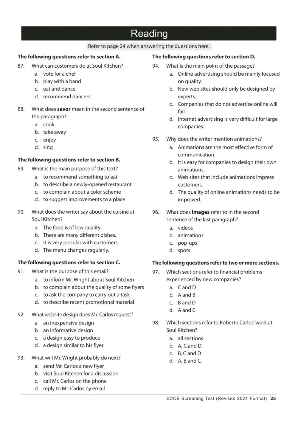 ECCE SCREENING TEST READING 6388380 | DougekouSchool
