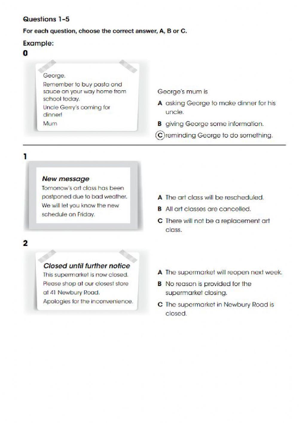 A2 reading 6º 1 worksheet | Live Worksheets
