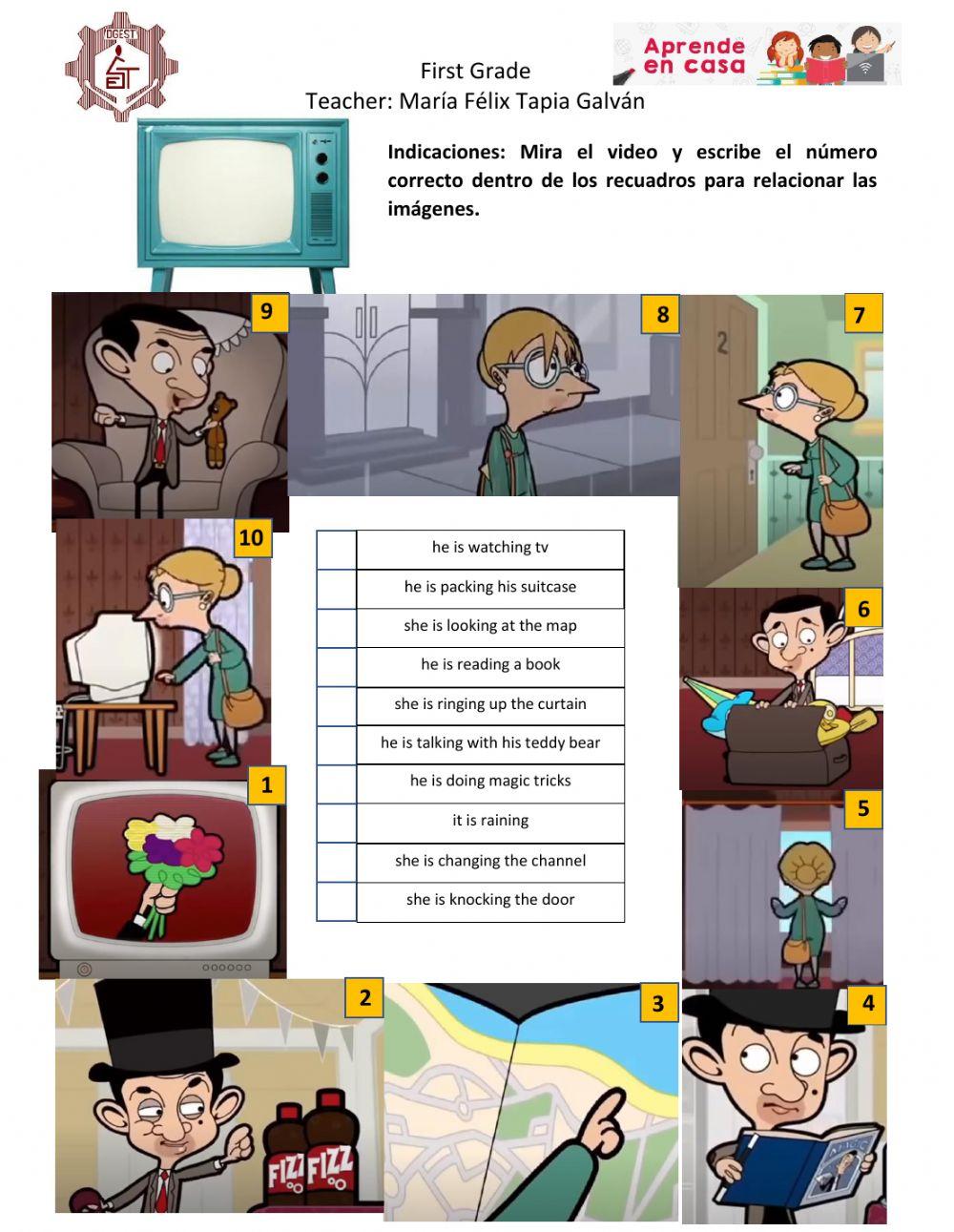 Mr Bean Present Continuous Interactive Worksheet Live Worksheets