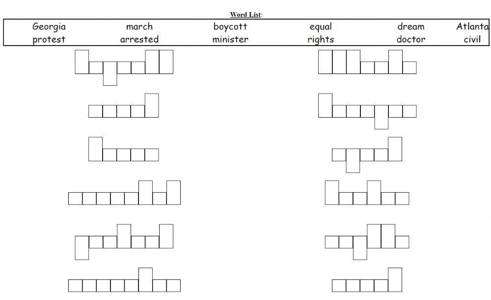 MLK Word Shapes worksheet | Live Worksheets
