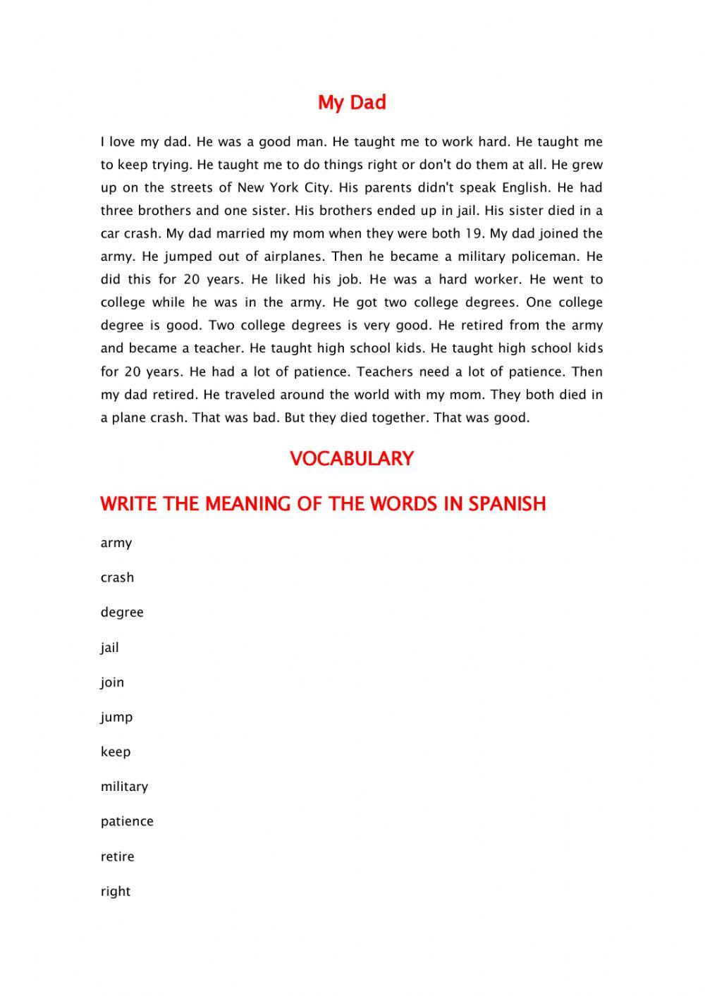 MY DAD-PRONUNCIATION 4663633 | Maria José Carvajal Lenz