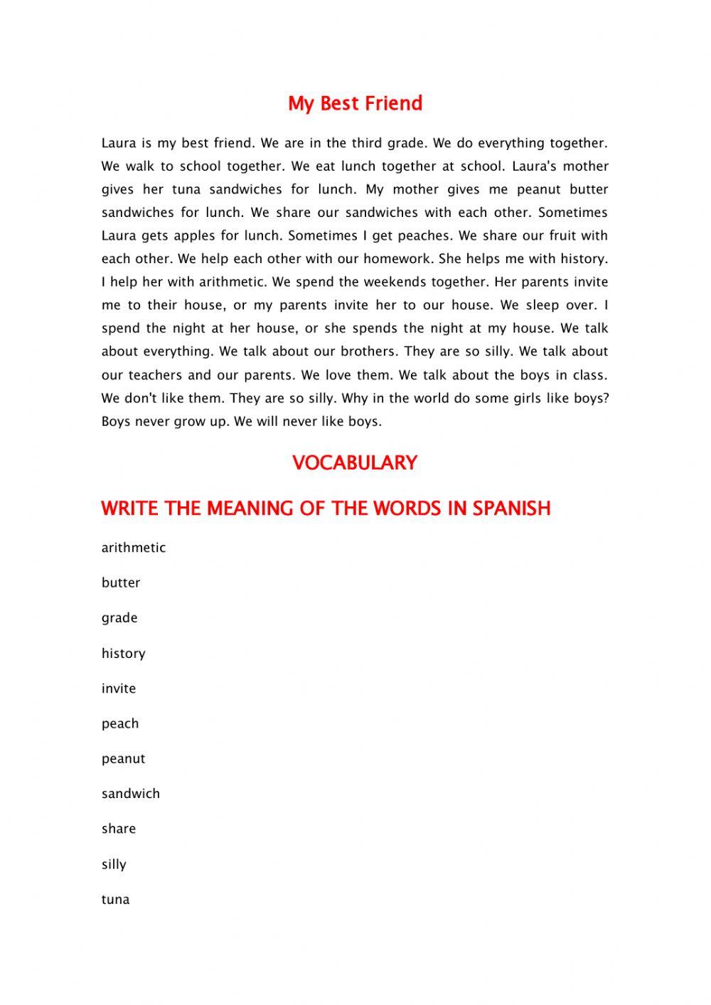 MY BEST FRIEND-PRONUNCIATION online exercise for | Live Worksheets