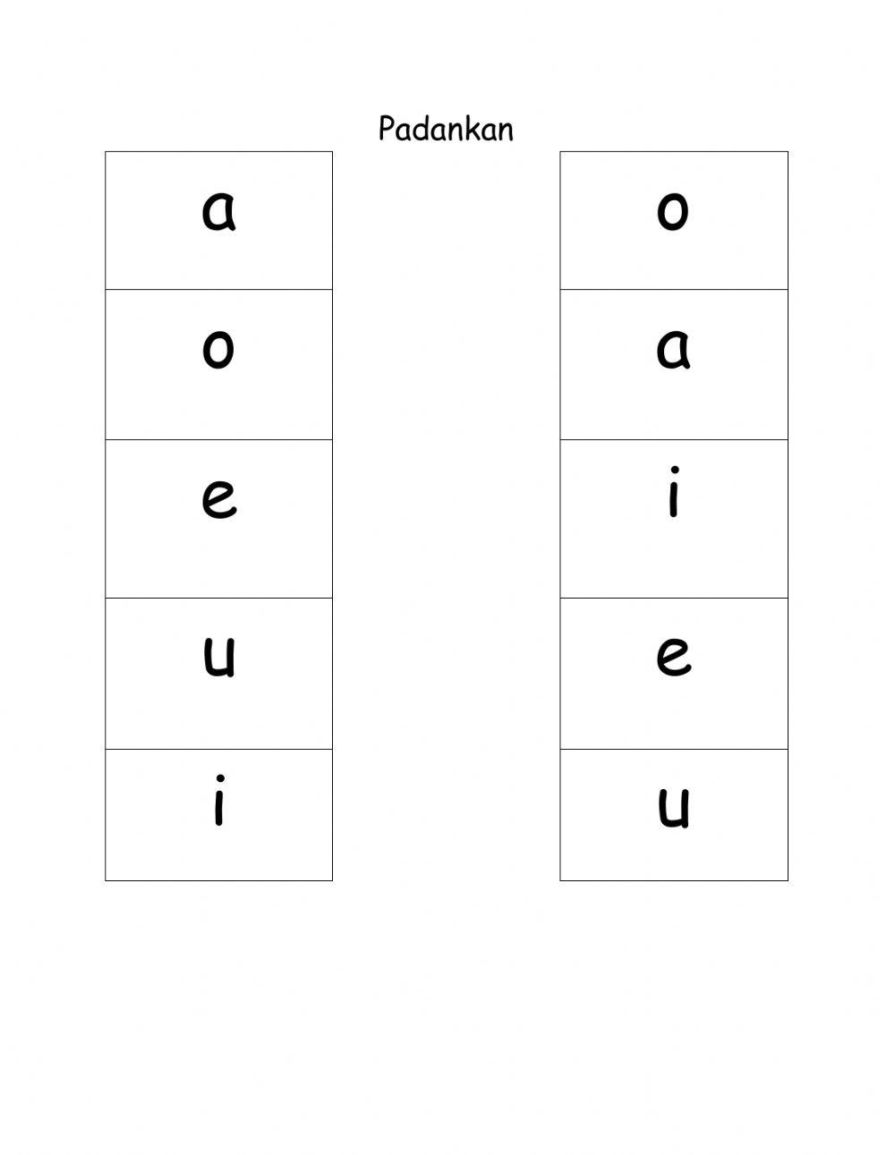 Huruf vokal free online worksheet | Live Worksheets