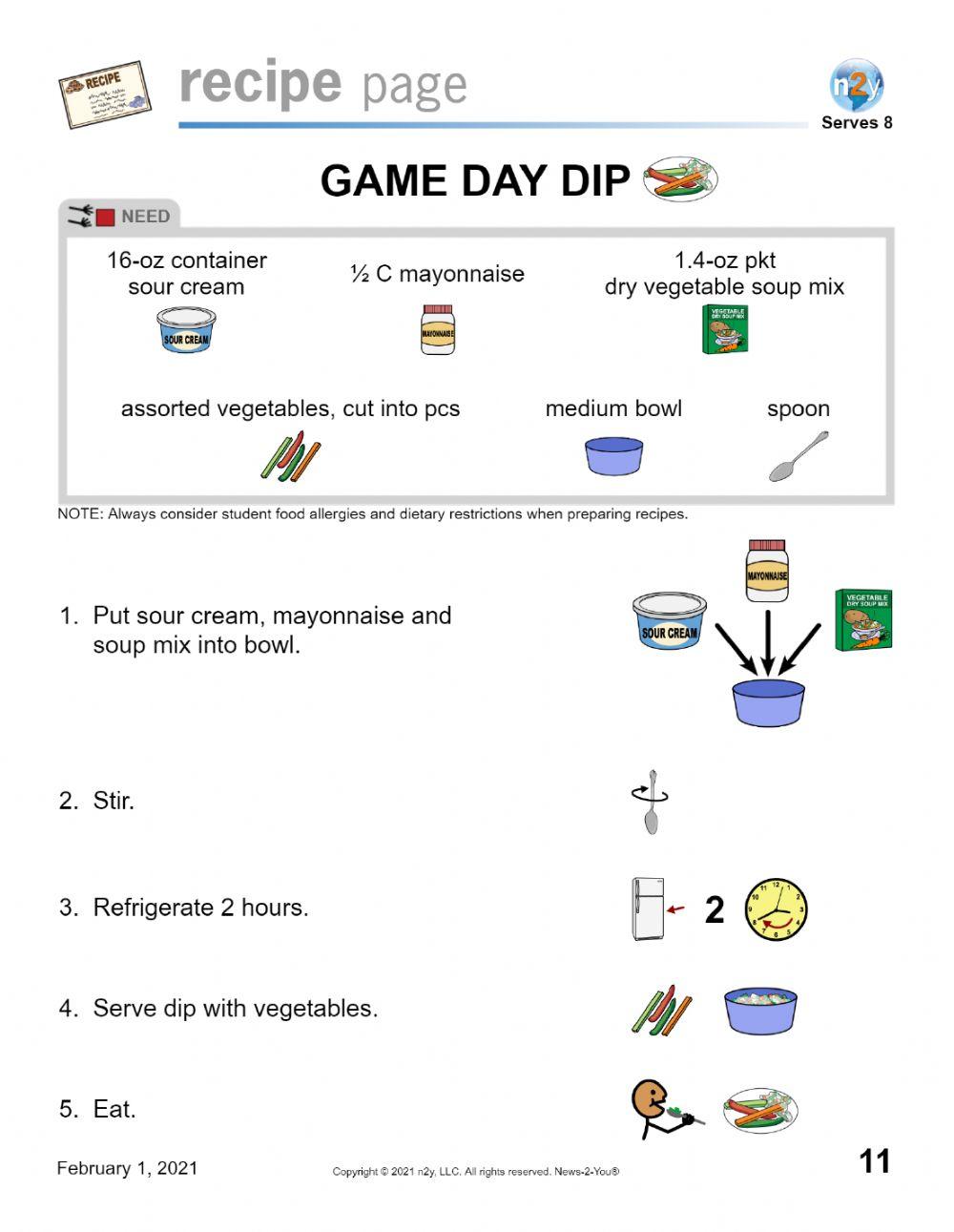 N2Y February2021 Super Bowl Game Day Recipe online exercise for | Live ...