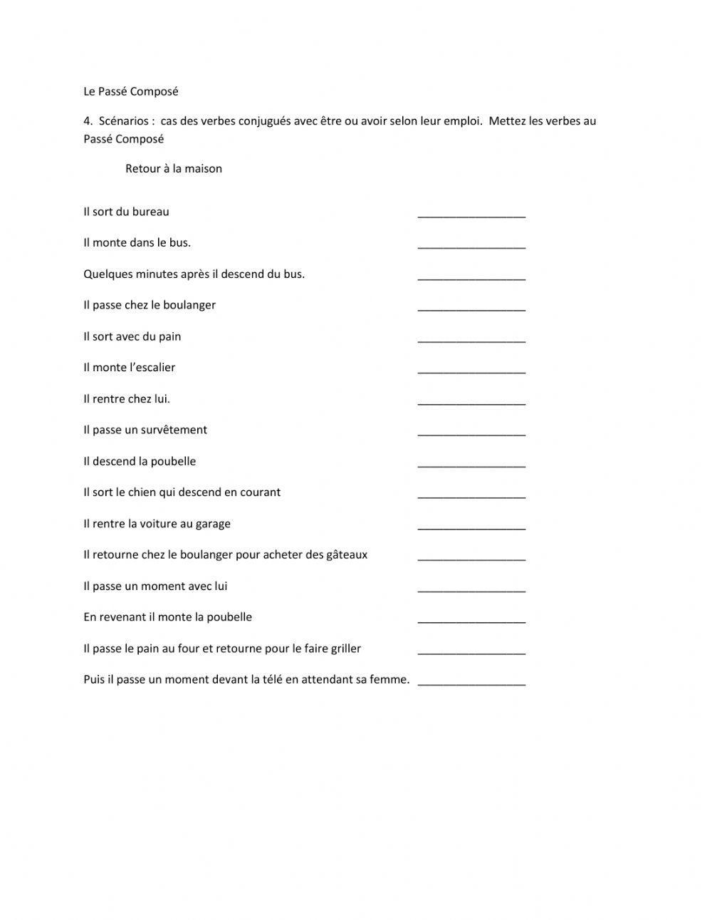 Passé Composé E… | Free Interactive Worksheets | 675647