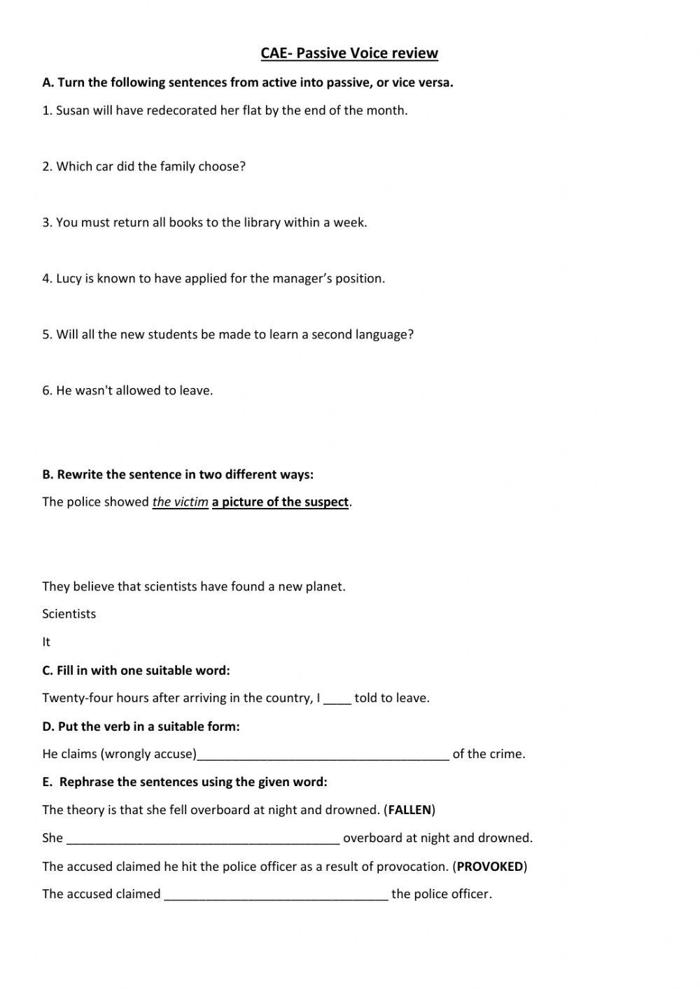 Passive Voice online exercise for Advanced | Live Worksheets