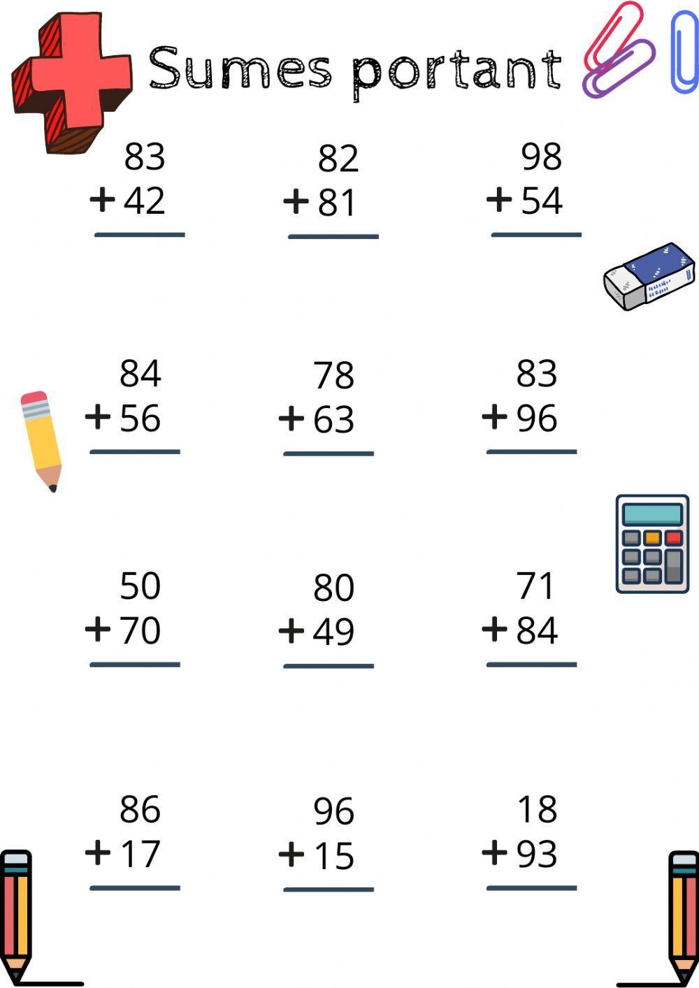 Sumes portant | Free Interactive Worksheets | 675864